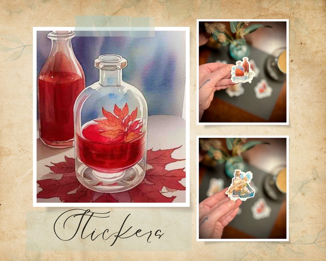 Potion Sticker common Potions Watercolor Illustrations on Vinyl ...