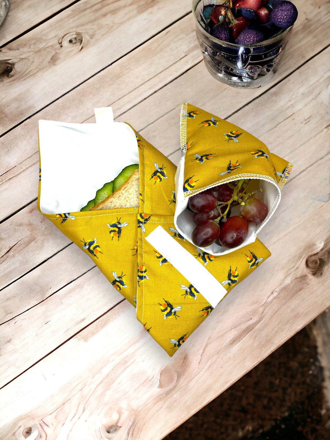Cotton Sandwich Bag With Velcro Closure, Reusable Snack Bag and ...