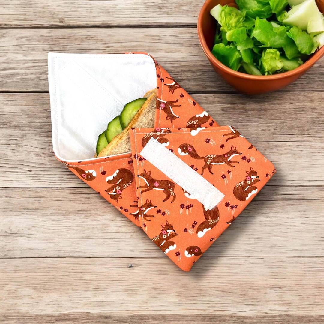 Sandwich Wrap With Velcro, Cute Fox Gifts for Girls, Reusable Food Bag ...