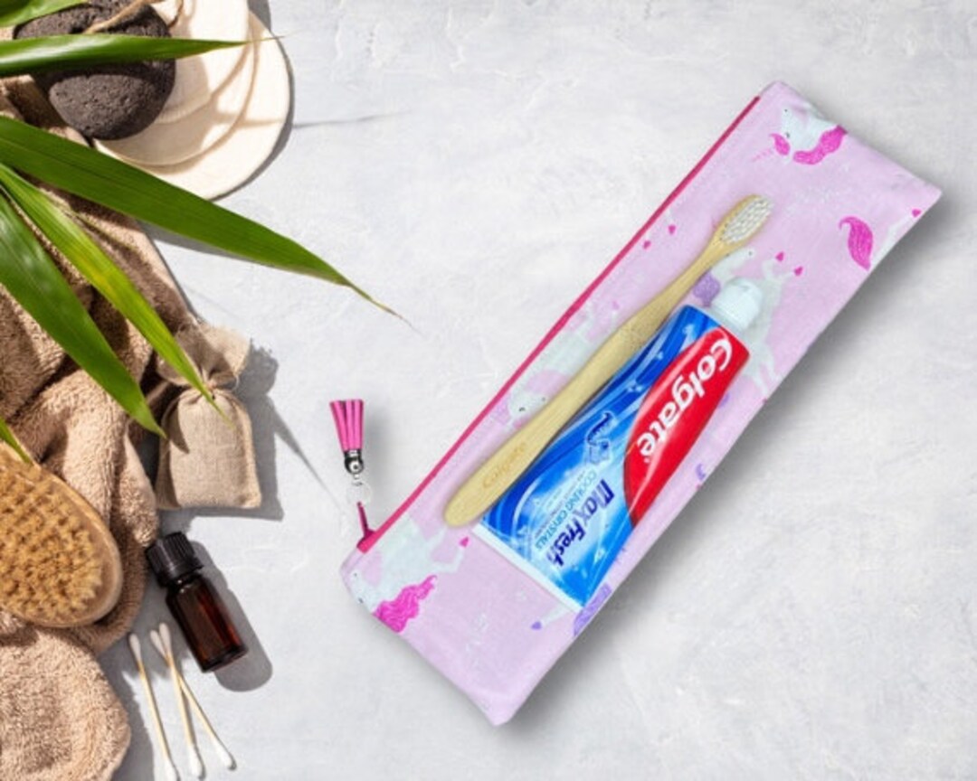 Pink Toothbrush Bag With Waterproof Lining, Unicorn Bag for Cutlery ...