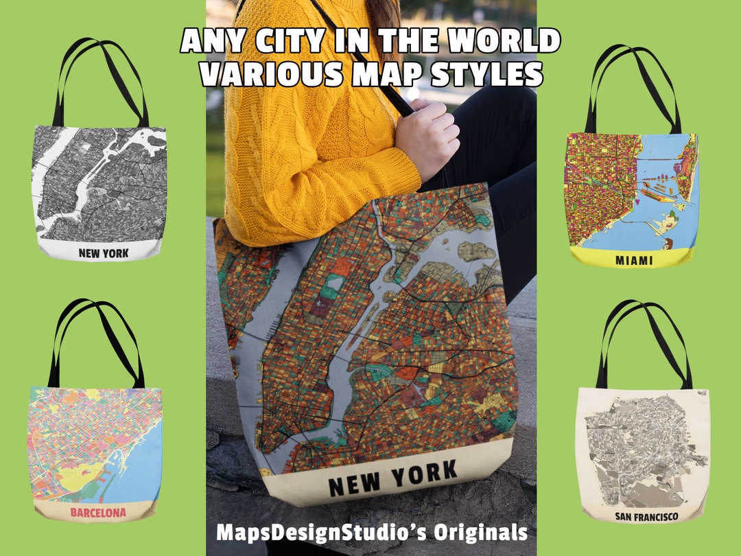 NEW YORK or Any Other City Map Tote Bag Custom Bag Fashion - Etsy