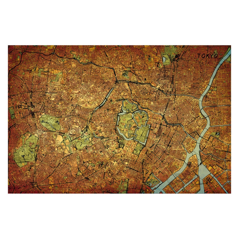TOKYO Map Print With Labels Paper or Canvas Mounted or | Etsy