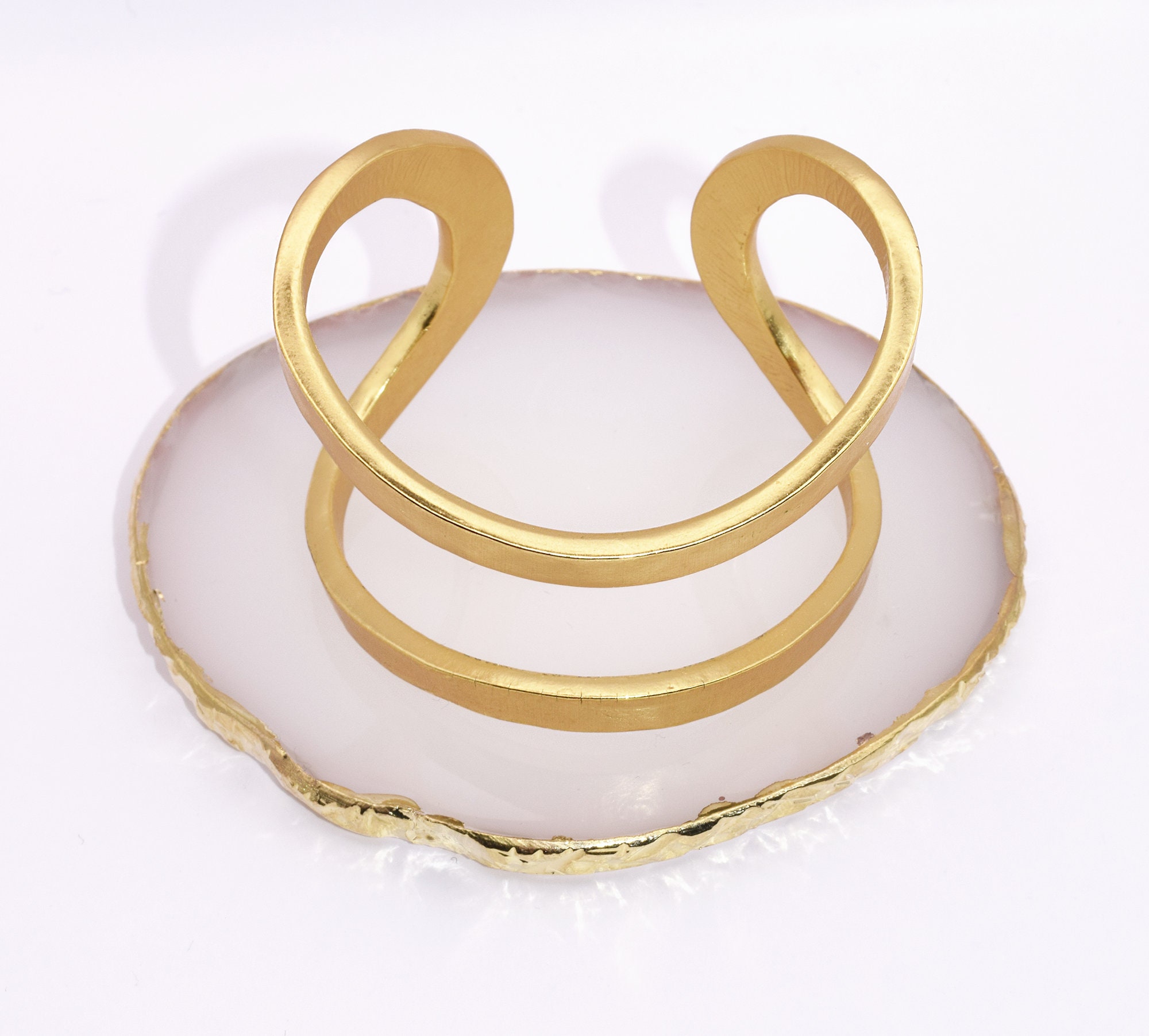 Minimalist Split Cuff Bracelet, 24KT Gold Overlay, Delicate Jewelry ...