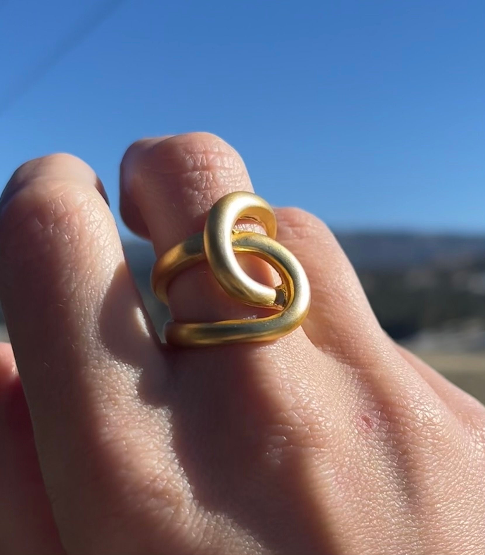 Intertwined Link Oversize Ring Adjustable Gold Silver - Etsy