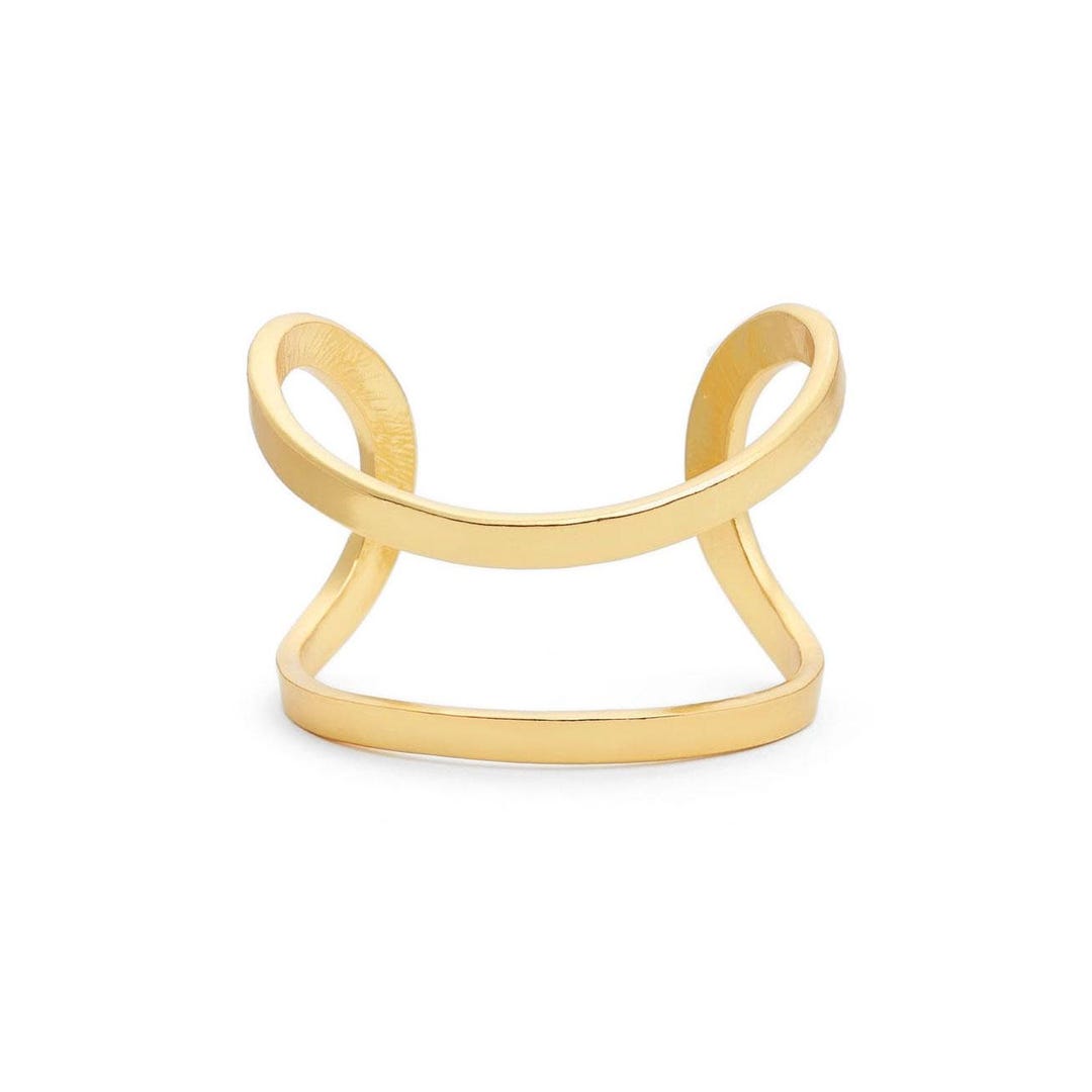 Minimalist Split Cuff Bracelet, 24KT Gold Overlay, Delicate Jewelry ...