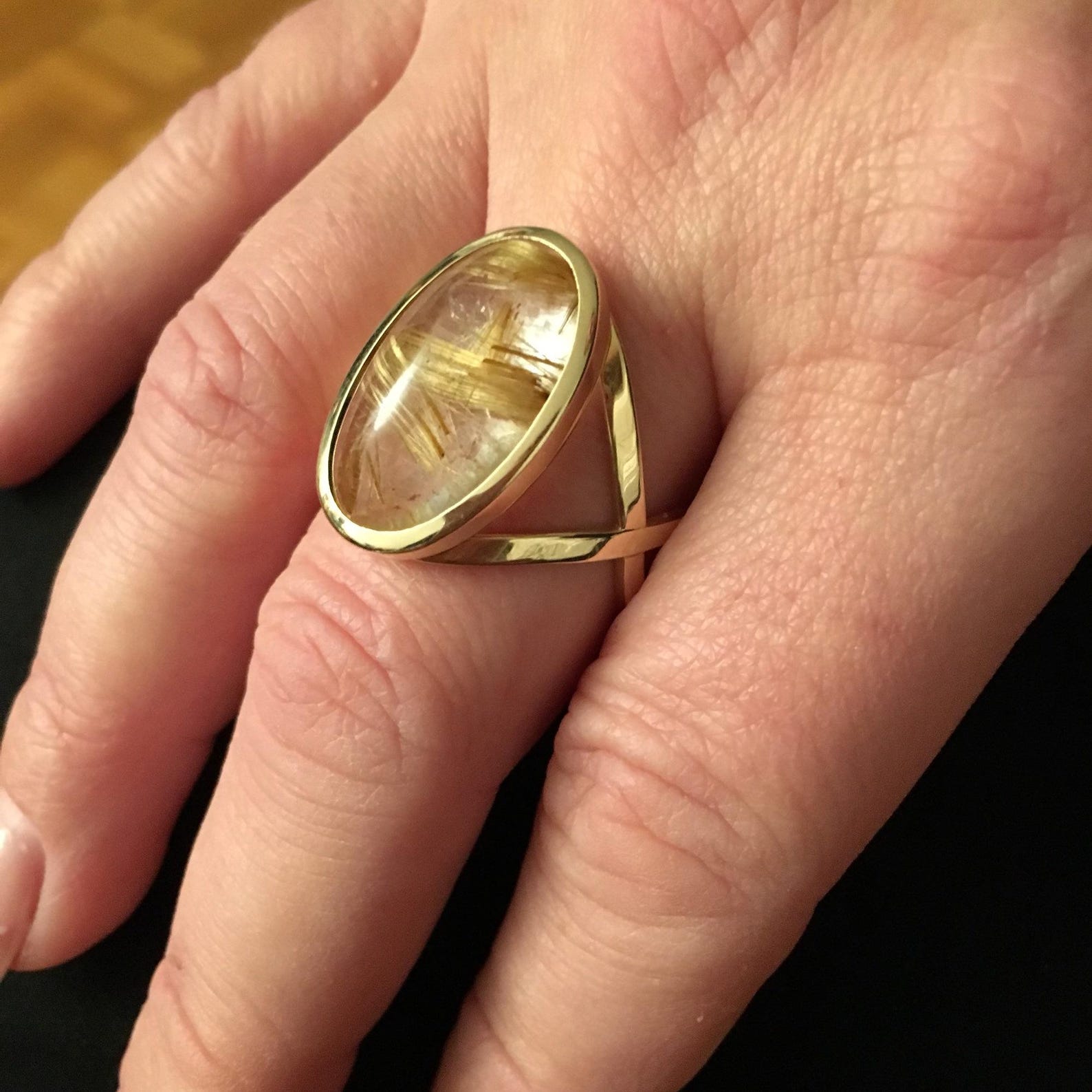 Gold Ring, Rock Crystal, Solitaire Ring Gold, Cabochon, Rhinestone Ring ...