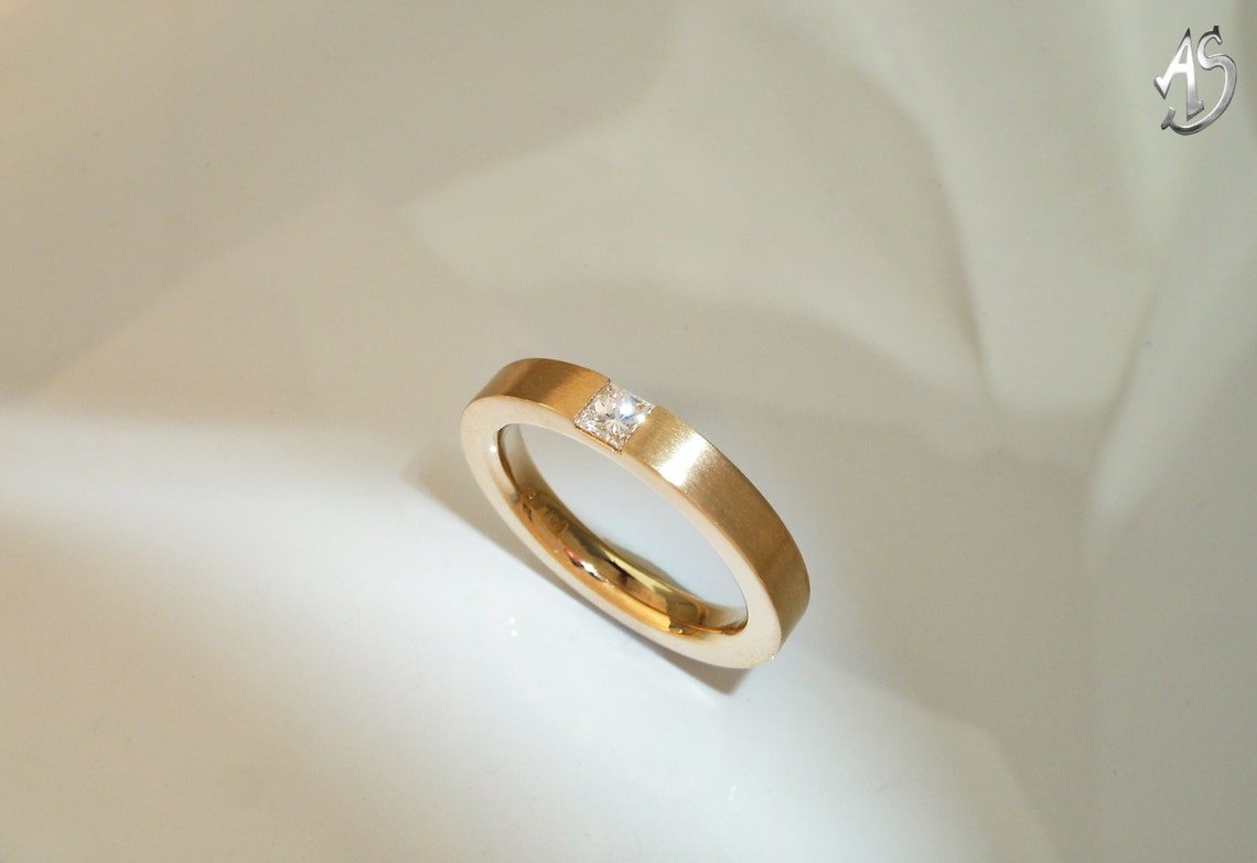 Gold Ring Diamond Ring Princess Cut Diamond - Etsy