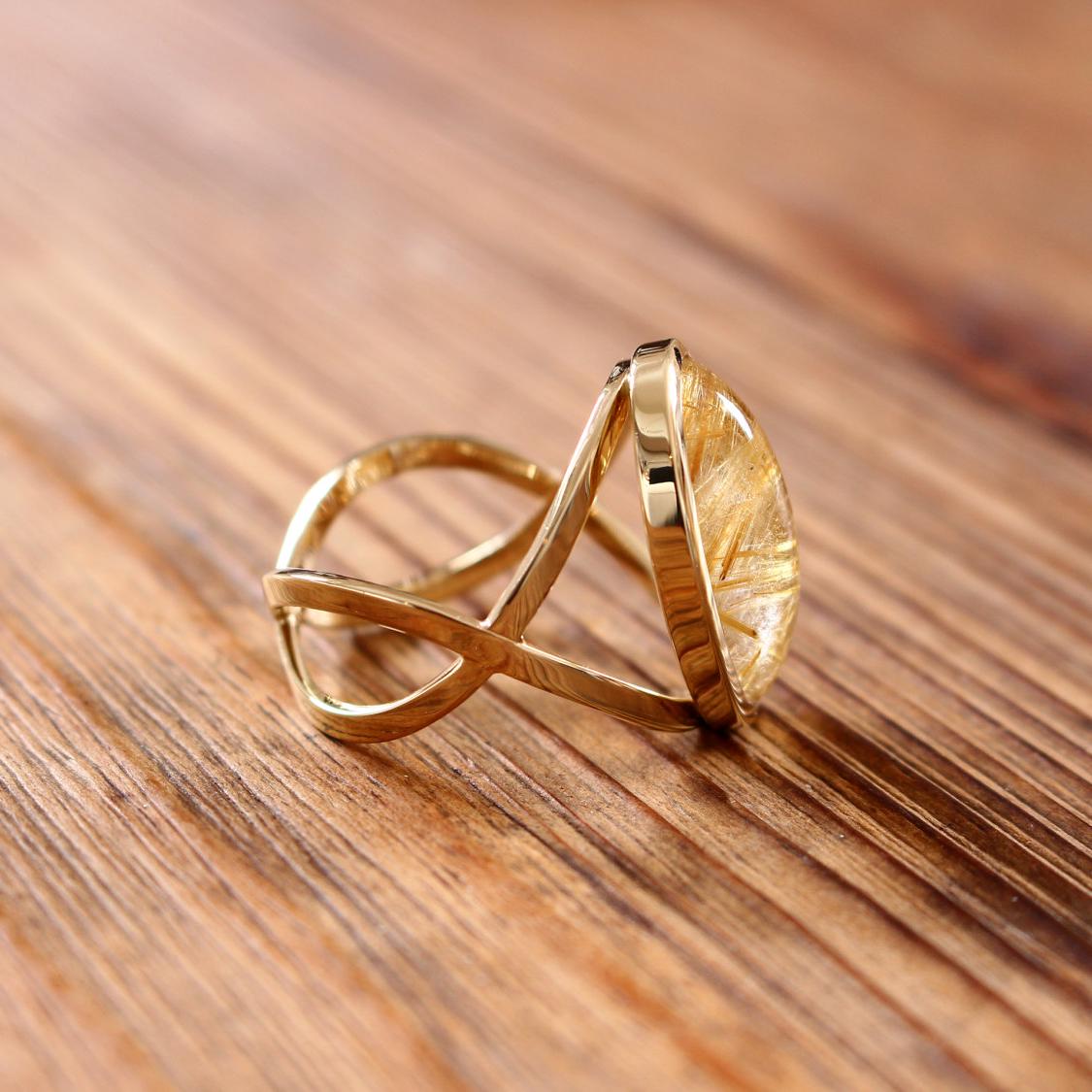 Gold Ring, Rock Crystal, Solitaire Ring Gold, Cabochon, Rhinestone Ring ...