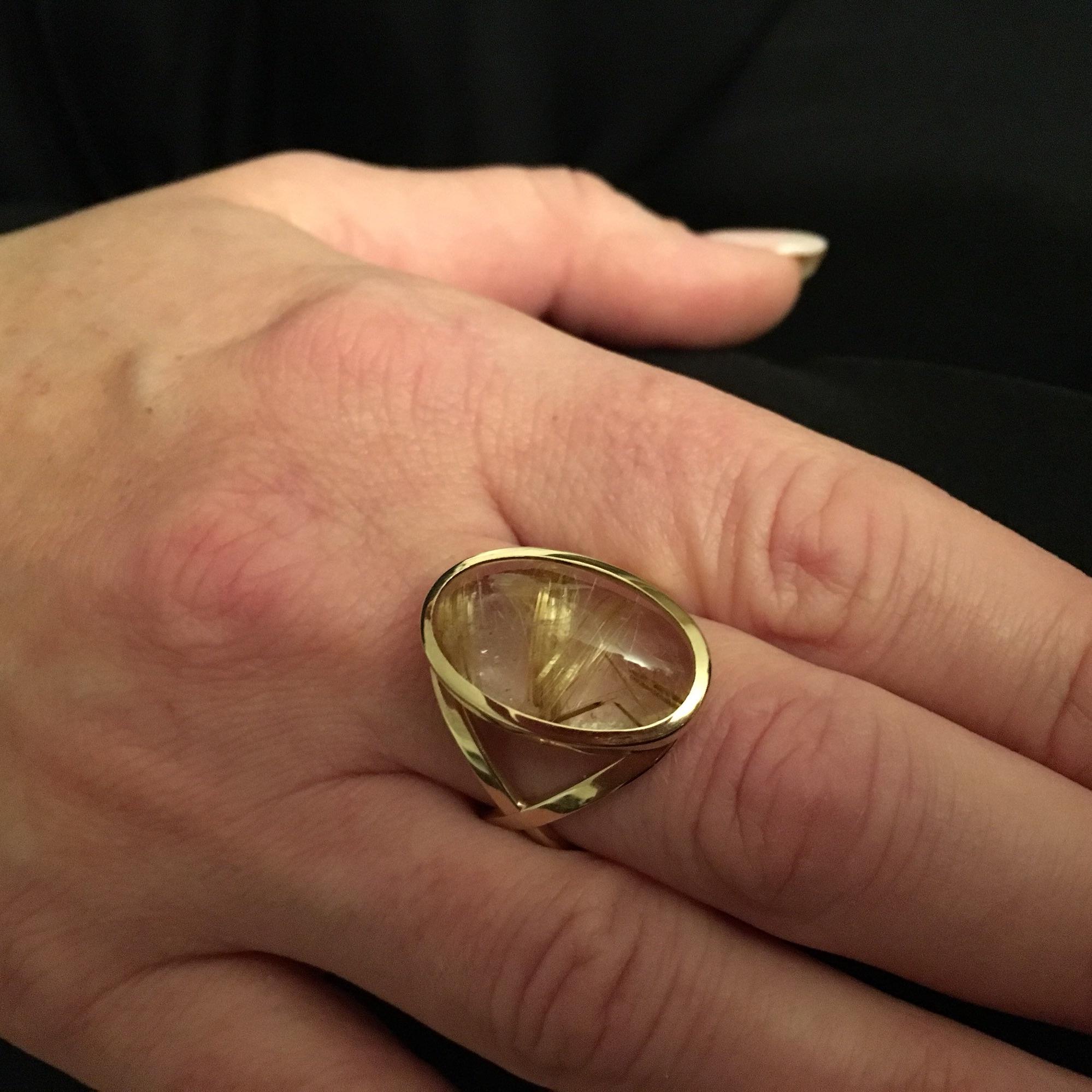 Gold Ring, Rock Crystal, Solitaire Ring Gold, Cabochon, Rhinestone Ring ...
