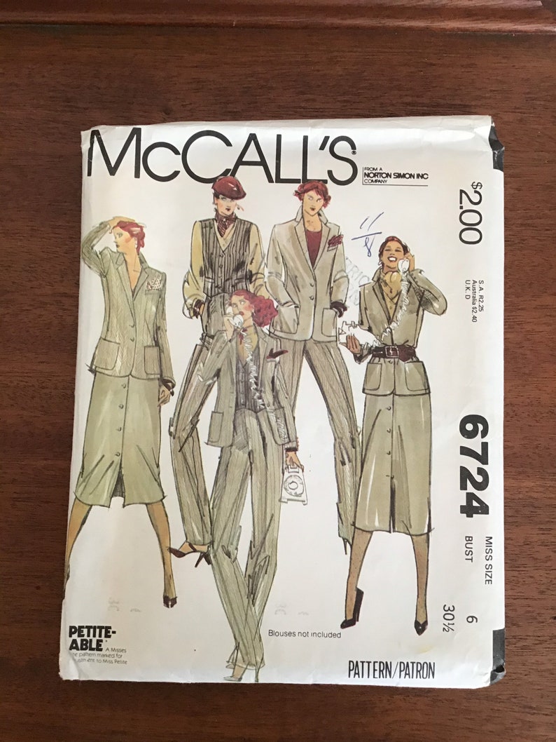 Vintage Mccall's Patterns 6409, 6724, 3829, Vintage Butterick Pattern ...