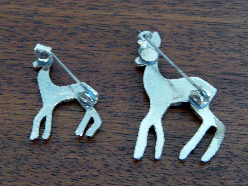 Deer Pins, Silvertone Deer Pin Set, Vintage Deer Pin Set, Mom and Baby ...