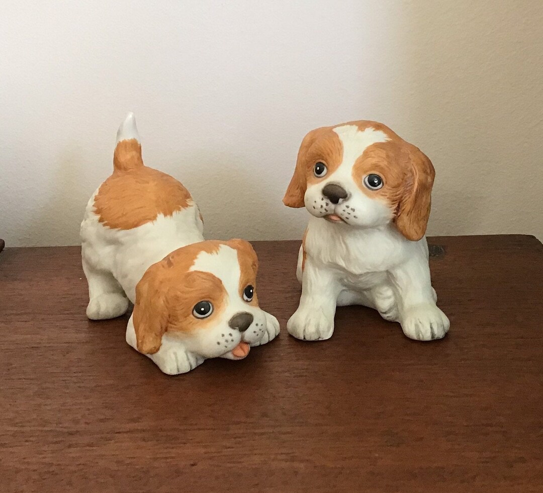 Vintage Cocker Spaniel Puppies , Set of 2 Homco Puppy Figurines, Puppy ...