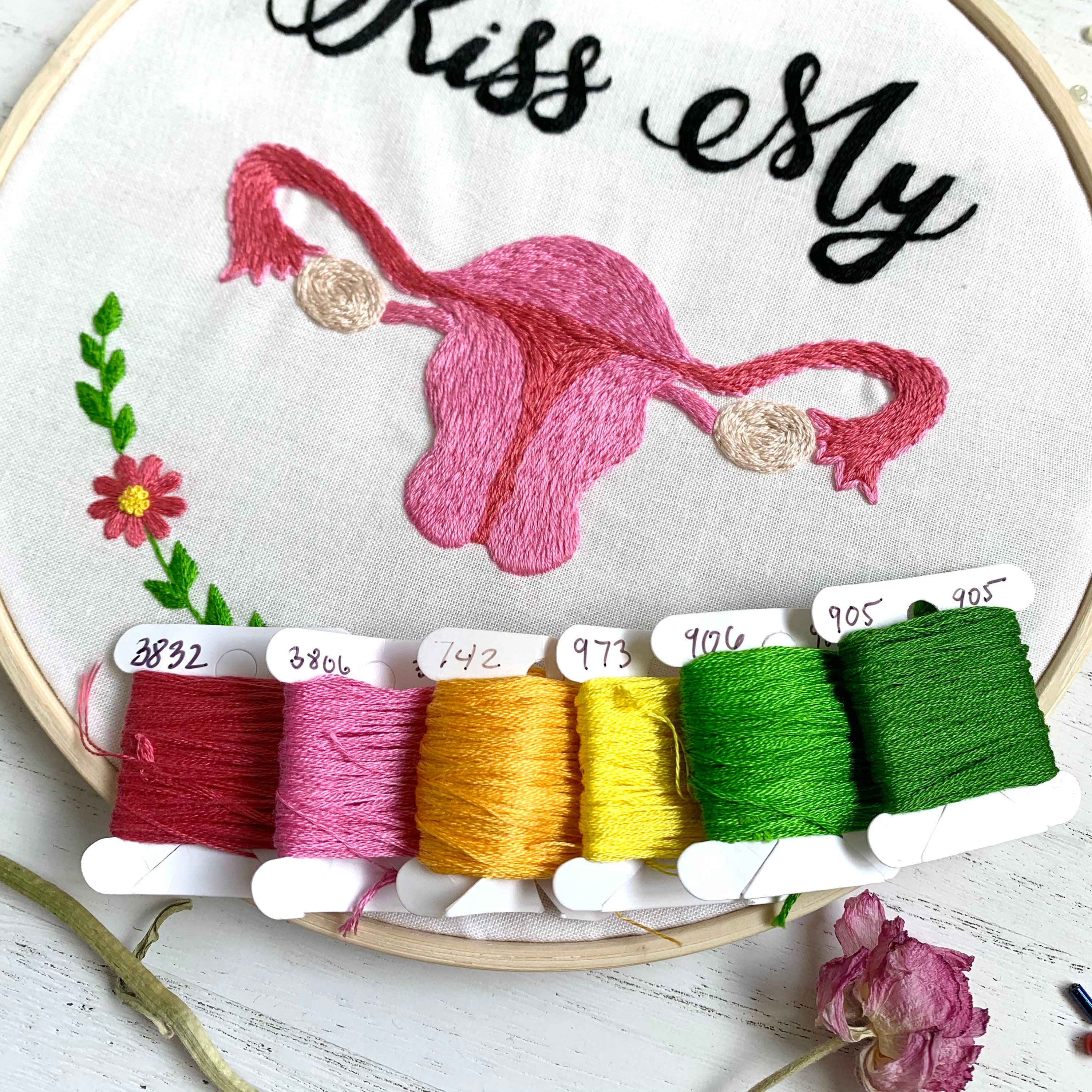 Uterus Embroidery Pattern | PDF Embroidery Pattern | Spring Wreath for ...