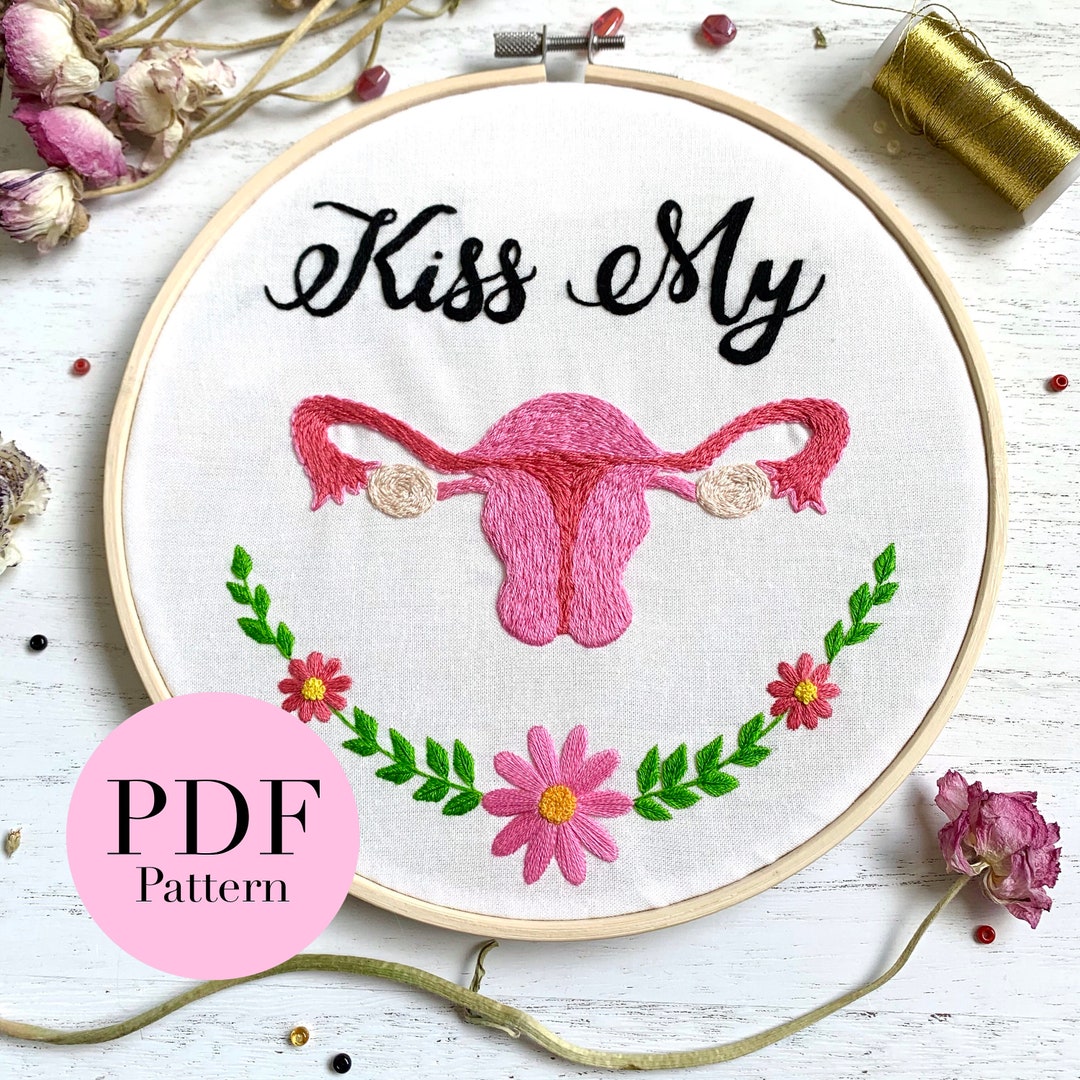Uterus Embroidery Pattern PDF Embroidery Pattern Spring Wreath for Door ...