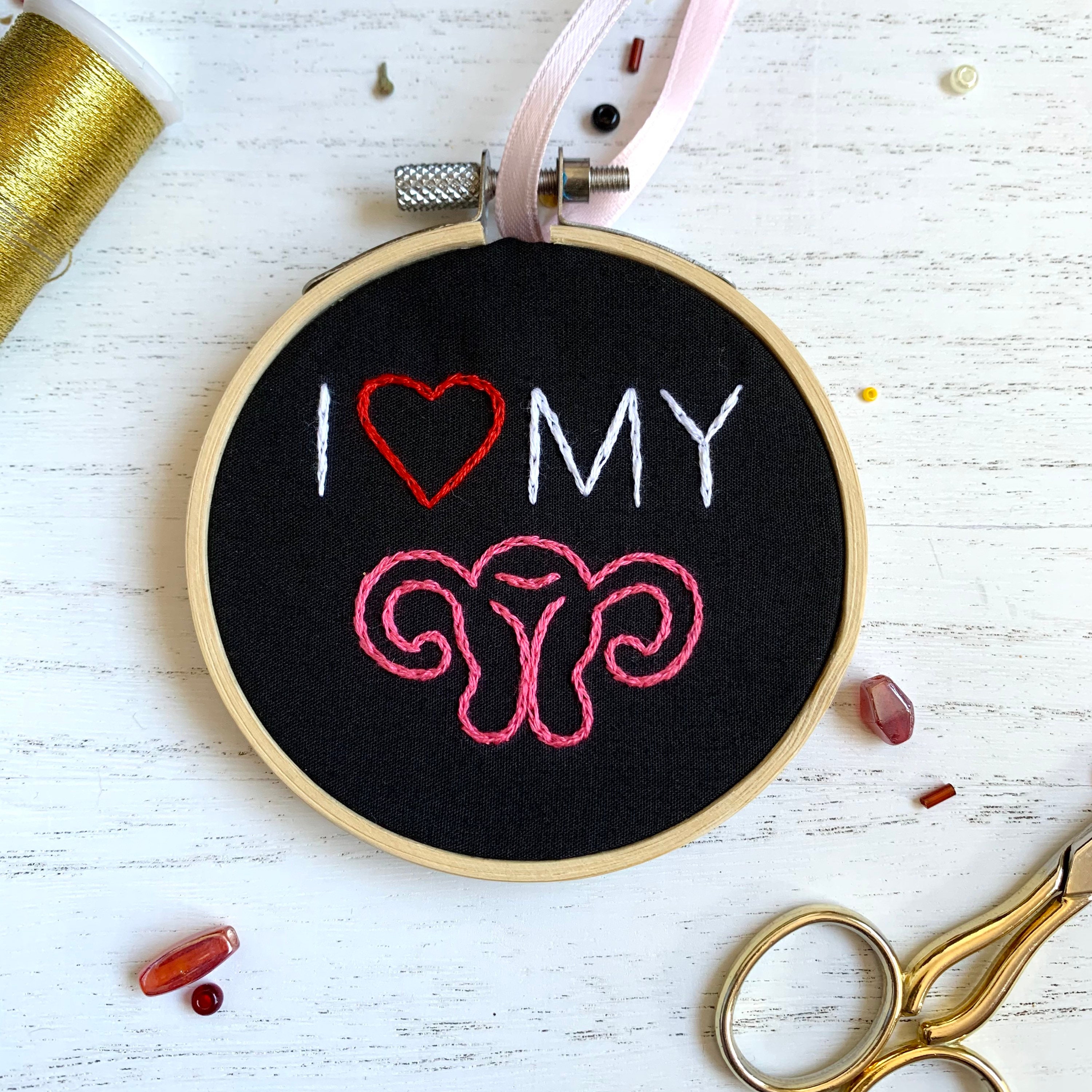 Uterus Embroidery Hoop Mini Embroidery Hoop Ornament | Etsy