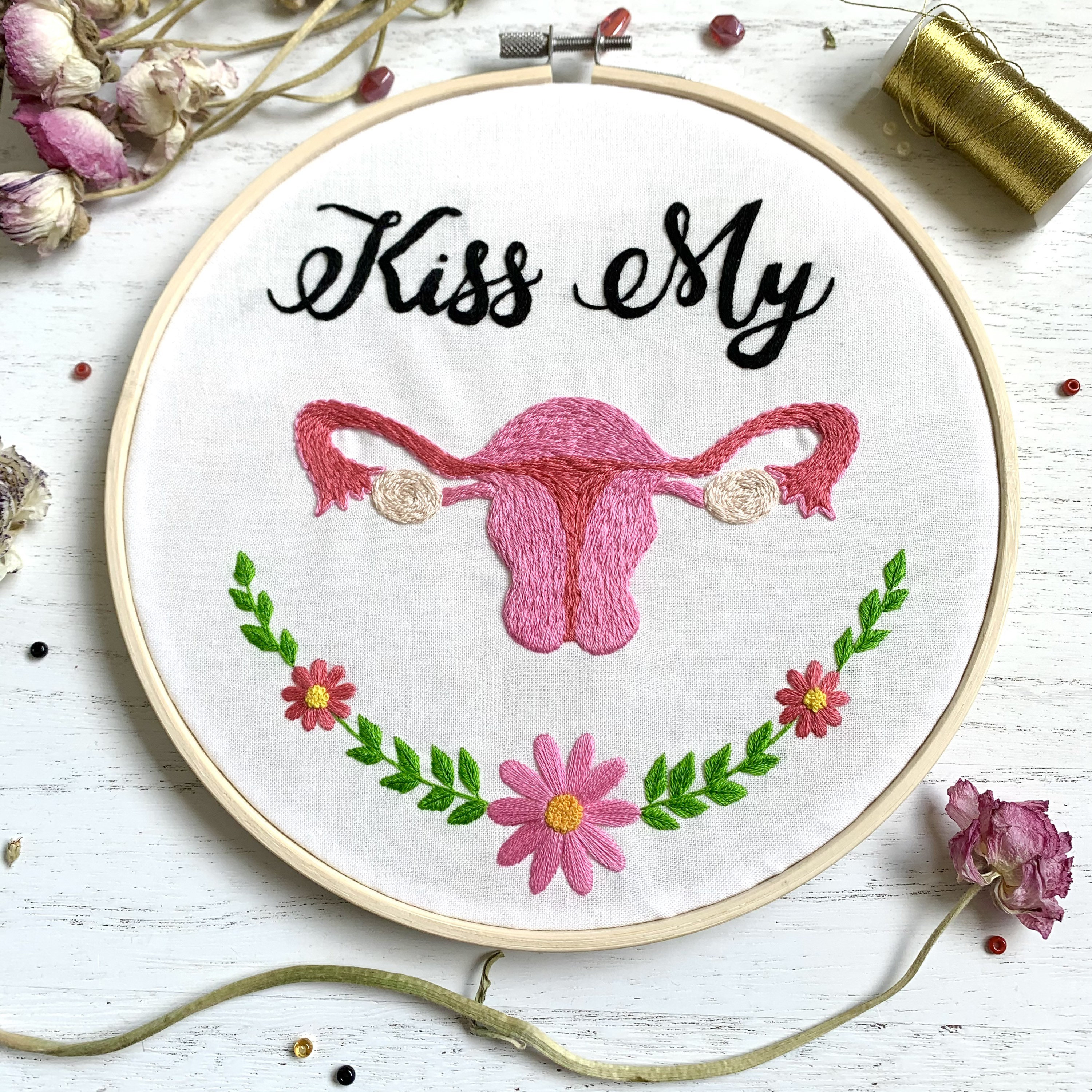 Uterus Embroidery Pattern PDF Embroidery Pattern Spring Wreath for Door ...