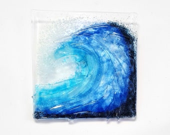 Blue Wave Glass Panel - Etsy