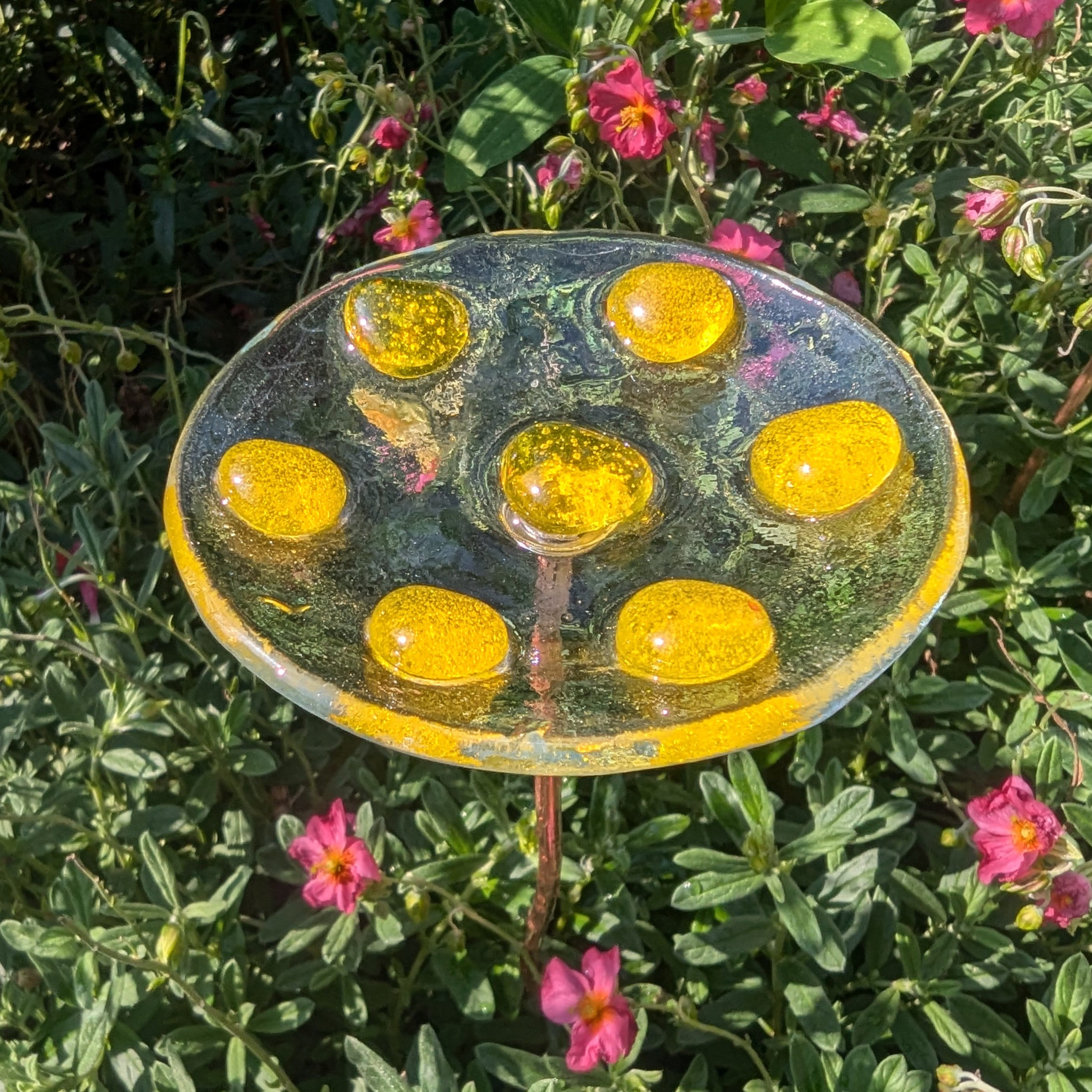 Bee Watering Bowl, Garden Station Feeder, Fused Glass Butterfly ...