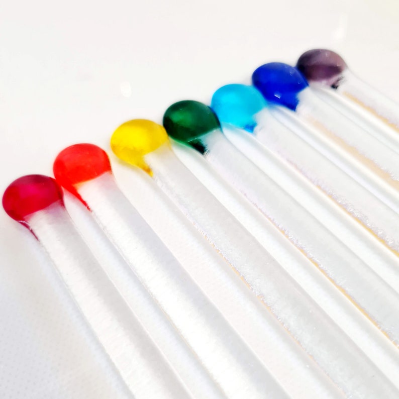 Rainbow Glass Swizzlesticks - Set of 7 Drink Stirrers Cocktail Party ...