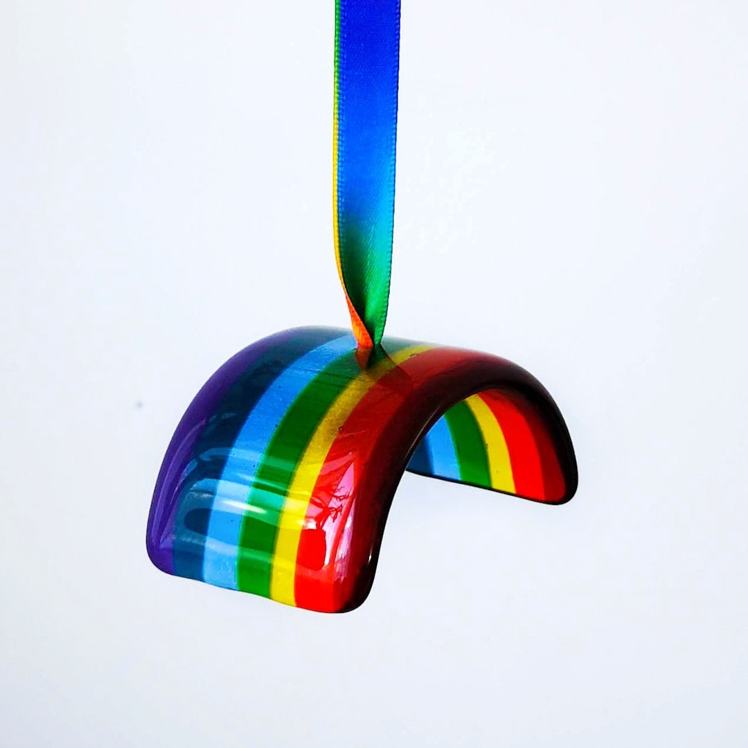 Hanging Fused Glass Rainbow Bridge: Memorial Ornament, Pet/baby Loss ...