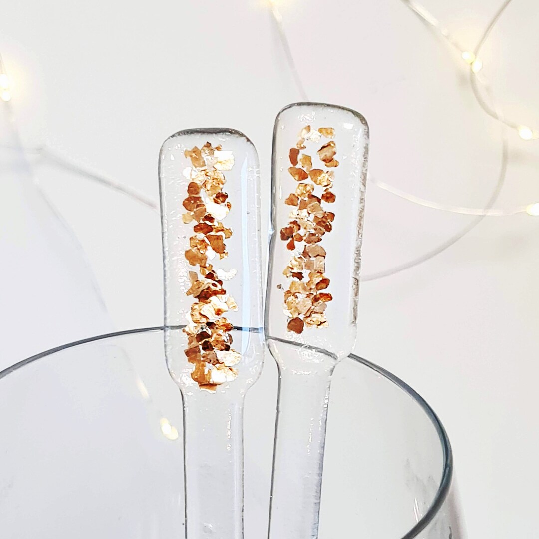 Gold Sparkly Fused Glass Cocktail Stirrers: Reusable Swizzle Sticks - Etsy