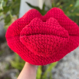 Kiss Pillow Lips Valentines Crochet Plushie Home Decor Holiday Decor ...