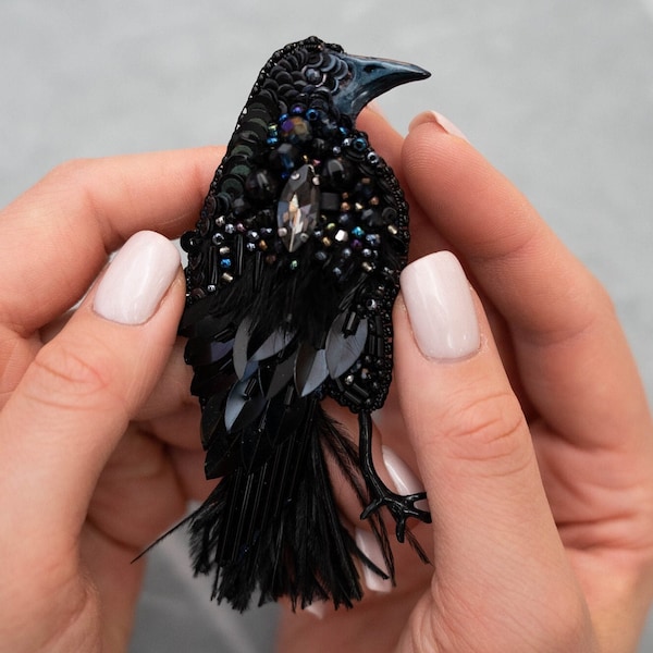 Raven Brooch - Etsy