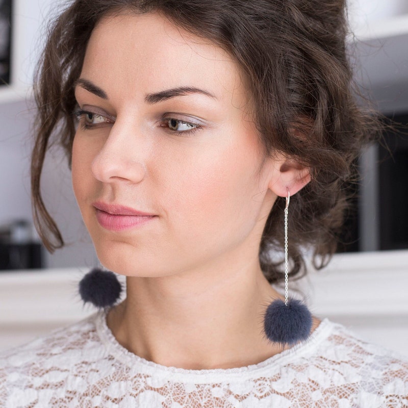 Pom Pom Earrings - Etsy