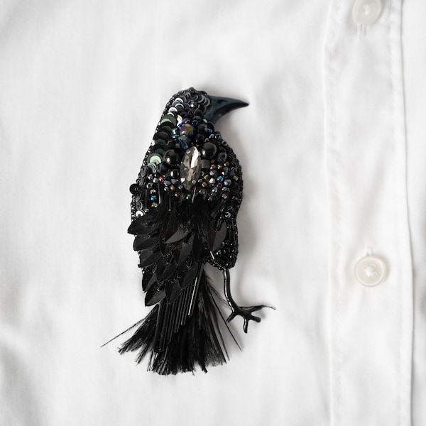 Raven Brooch - Etsy