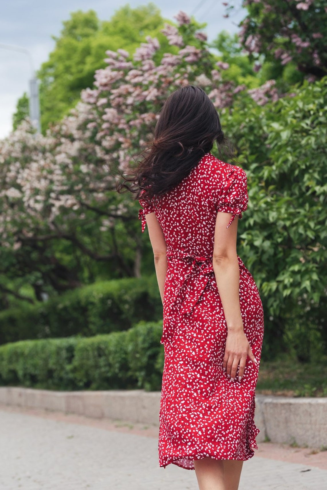 Button Front Midi Dress for Woman Red Cotton Summer Dress - Etsy