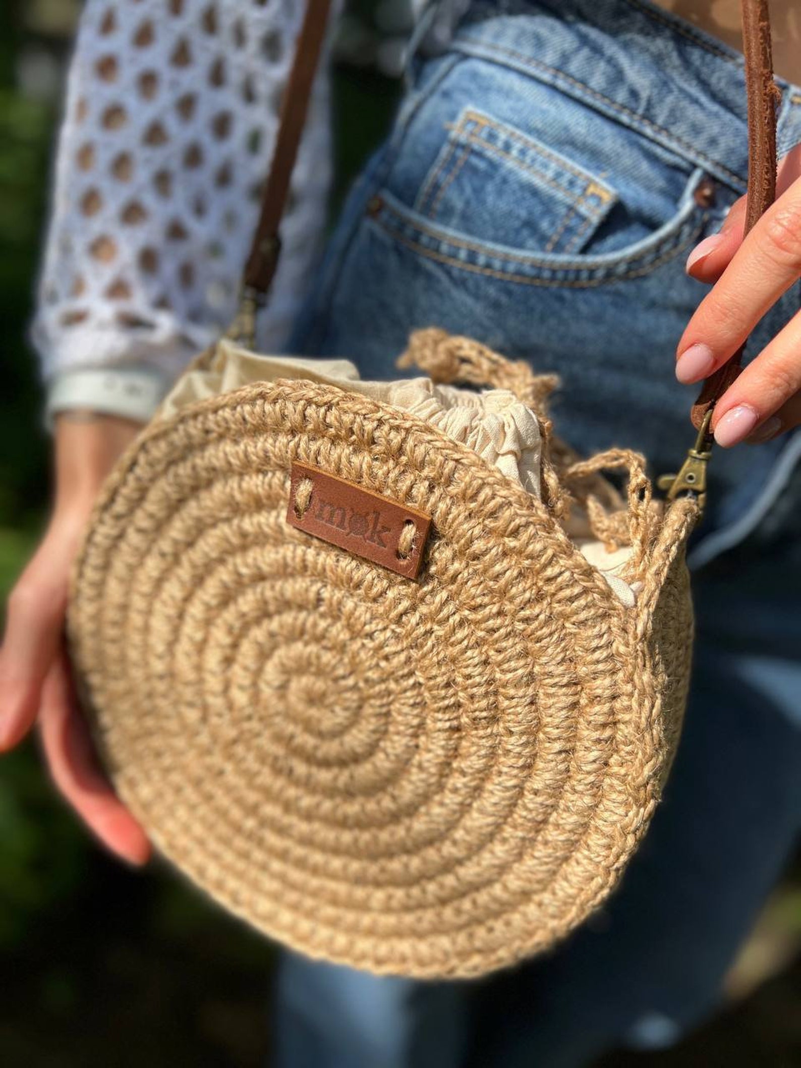 Round Crossbody Purse, Wicker Jute Bag, Round Woven Bag, Small ...