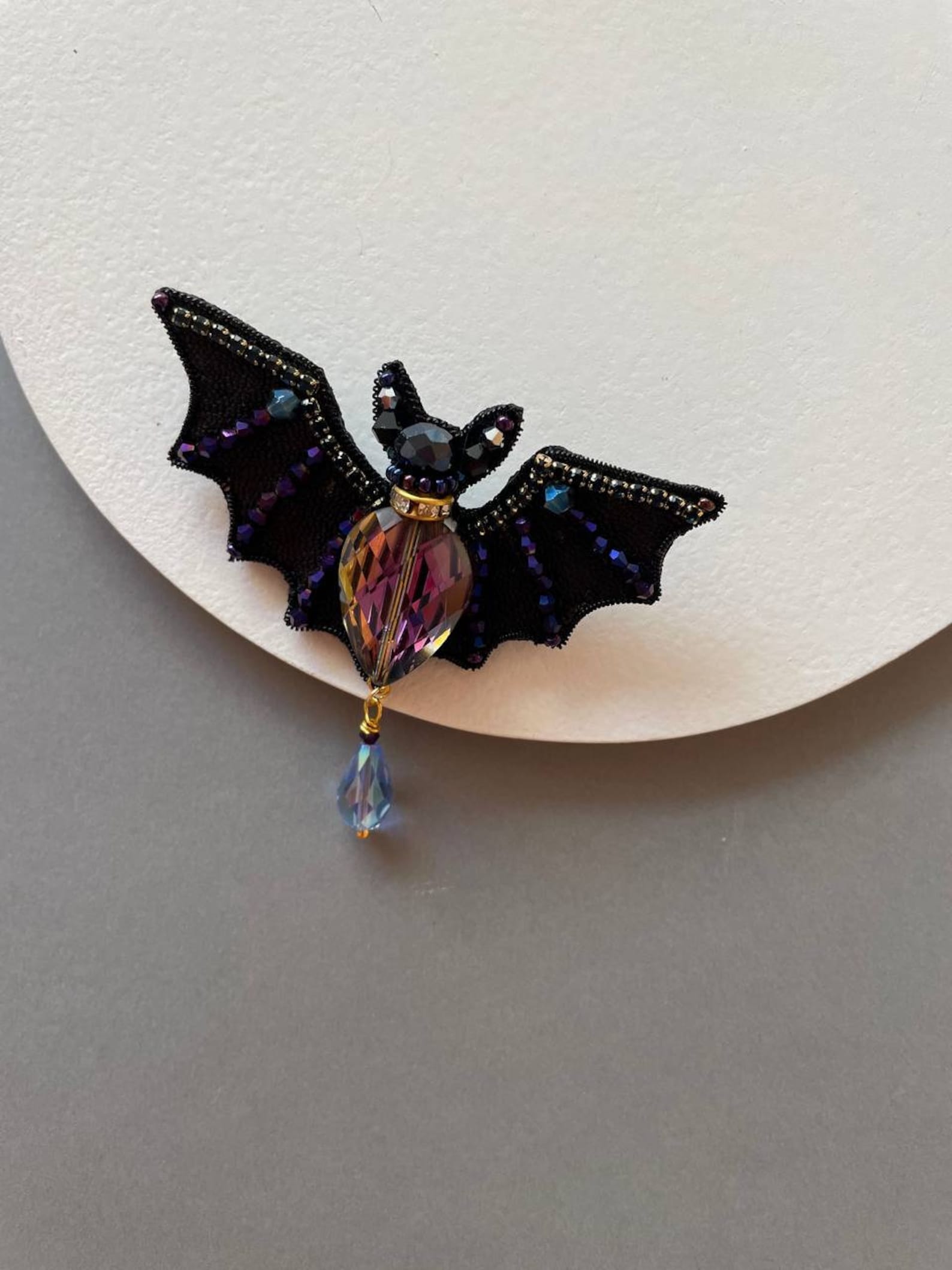 Black Bat Brooch, Embroidered Bat, Halloween Brooch, Beaded Bat Brooch ...