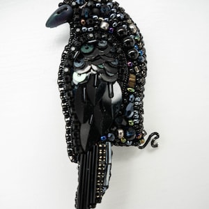 Statement schwarze Vogel Perlen Brosche, feiner Schmuck für Frauen ...