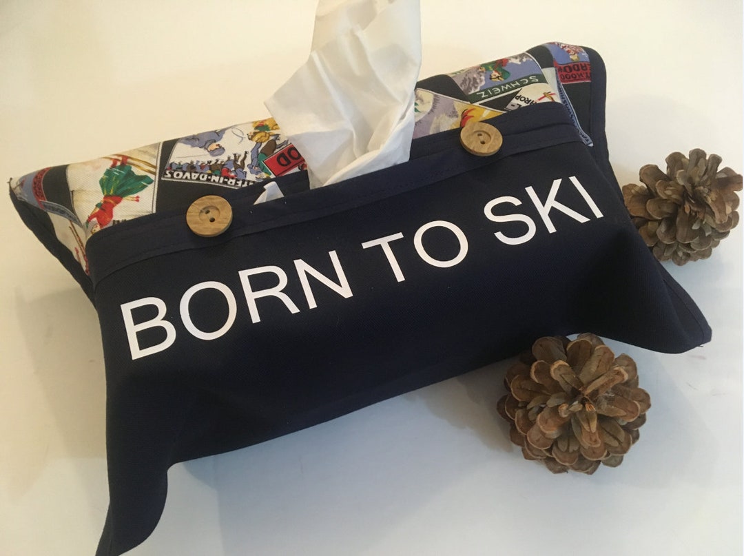 TISSUE BOX COVER - Ski Bedroom- Ski Tissue Box Cover - Born to Ski ...