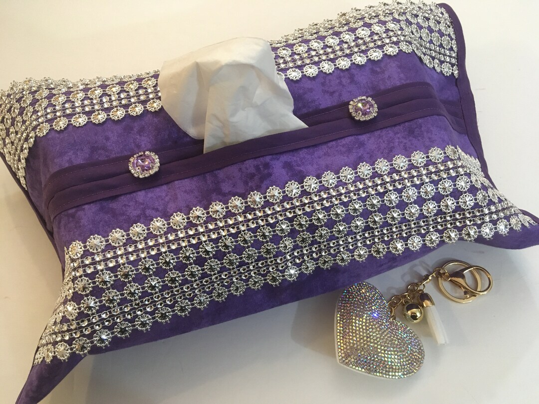 BLING TISSUE COVER - Luxury Tissue Case- Strass Decor - Purple Tissue ...