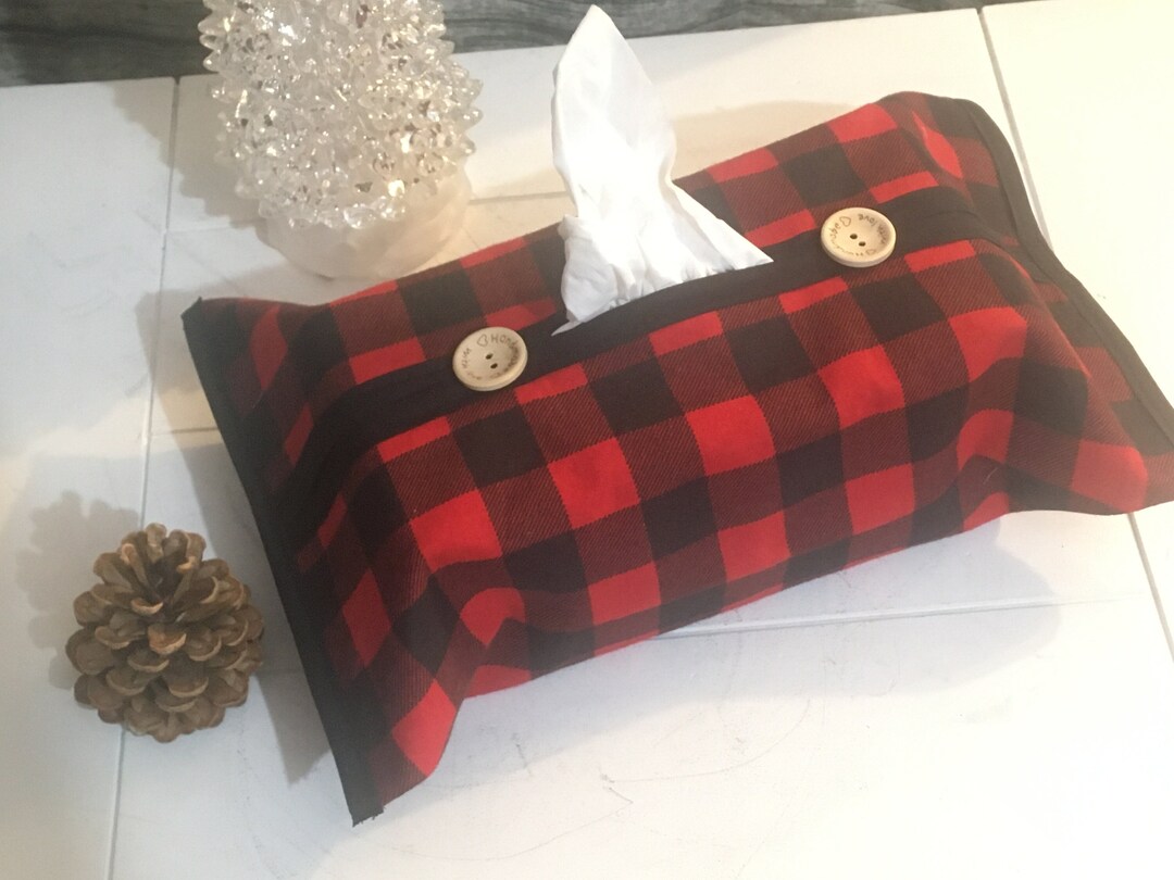 TISSUE BOX COVER - Buffalo Plaid Tissue Box Cover - Red-green - Black ...