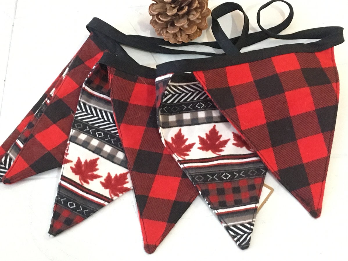 BUNTING BANNER Buffalo Plaid Bunting Banner Buffalo Plaid Decor Garland ...
