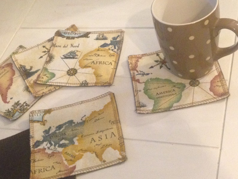 WORLD MAP COASTERS World Map Decor World Map Coasters Set - Etsy