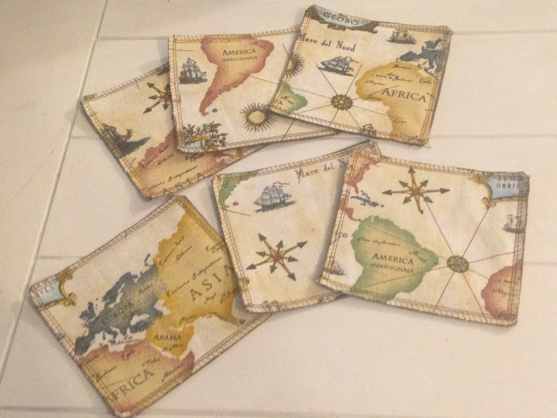 WORLD MAP COASTERS World Map Decor World Map Coasters Set of 4 - Etsy