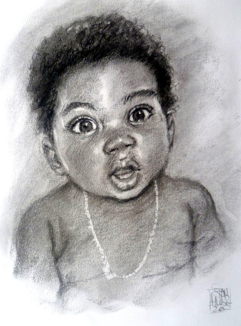 Commission Charcoal Human Portrait From Photo Family - Etsy