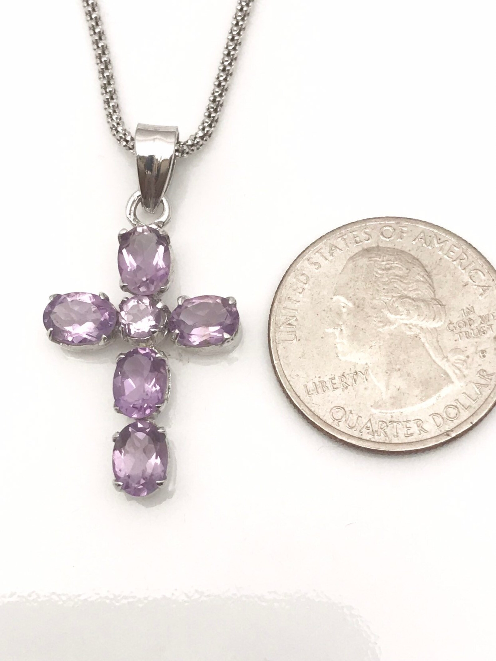 Amethyst Cross Necklace Gemstone Pendant Religious Jewelry | Etsy