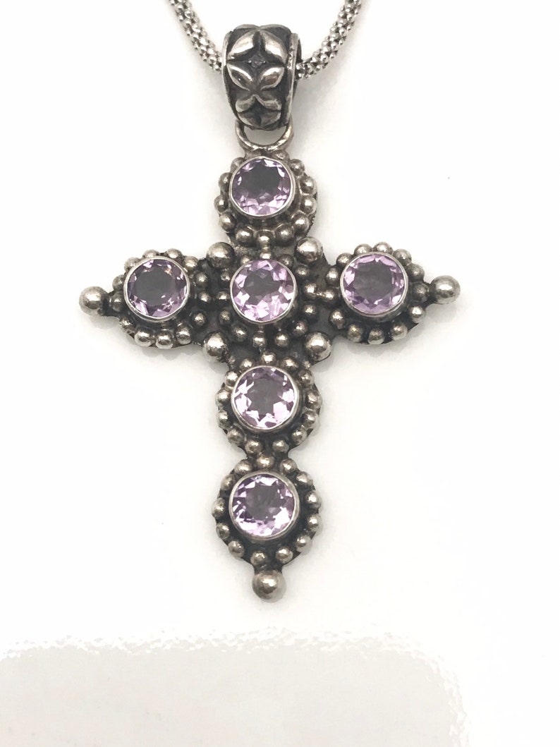 Amethyst Cross Necklace Gemstone Pendant Religious Jewelry | Etsy