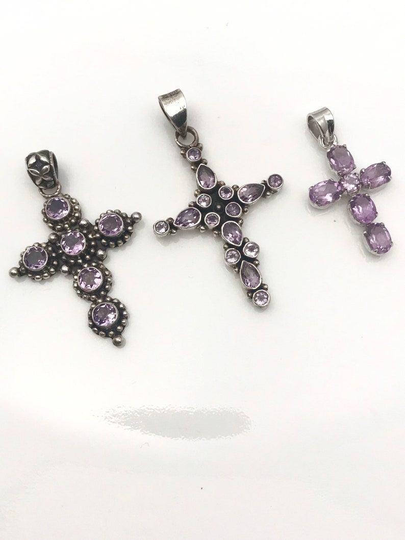 Amethyst Cross Necklace Gemstone Pendant Religious Jewelry - Etsy