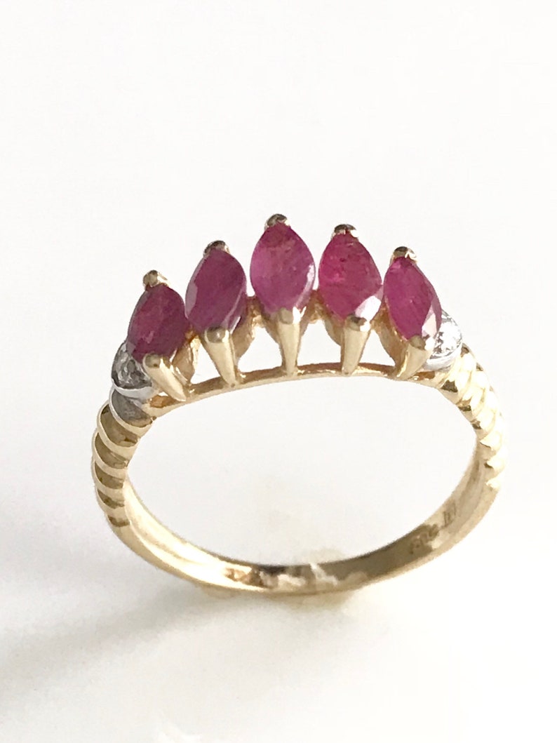 14k Ruby Yellow Gold Ring July Birthstone Ring Genuine Ruby - Etsy