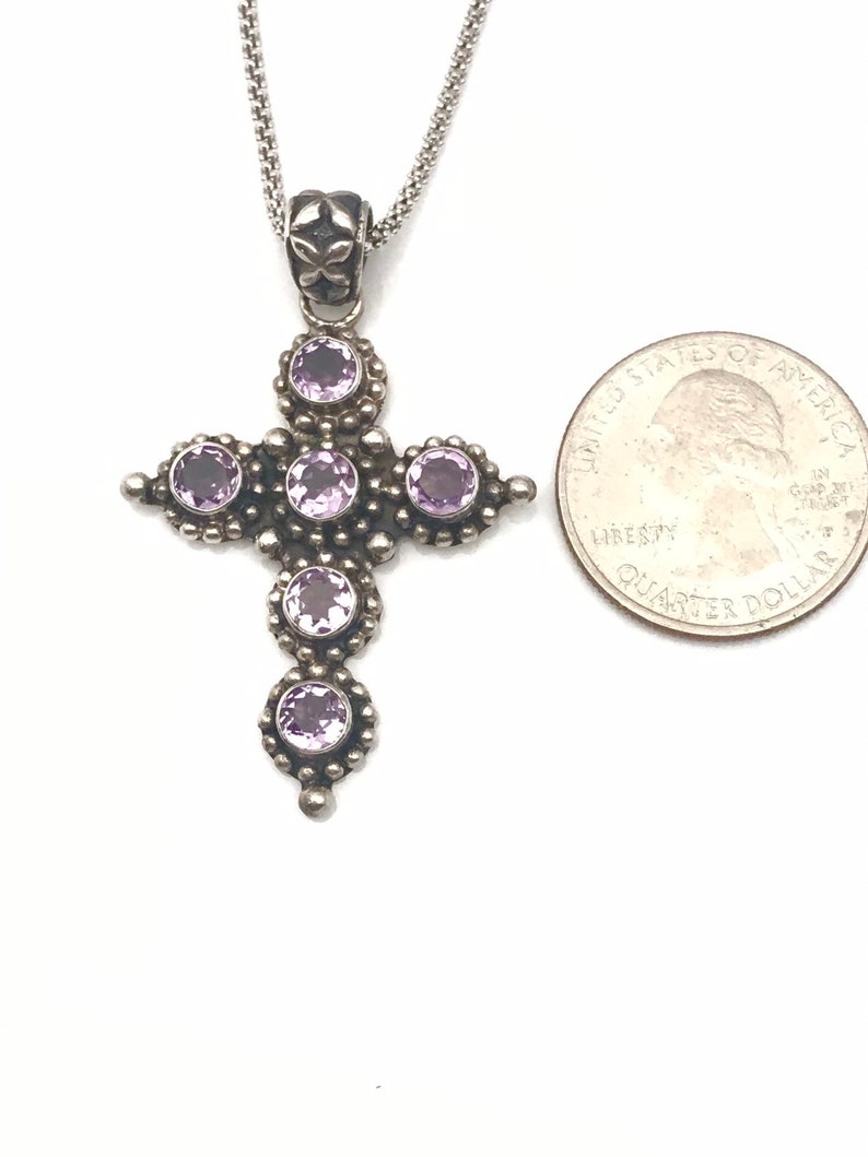 Amethyst Cross Necklace Gemstone Pendant Religious Jewelry - Etsy