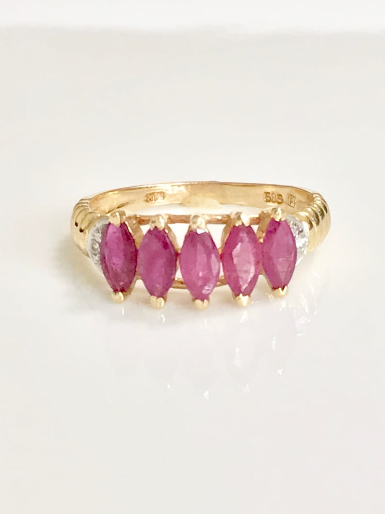 14k Ruby Yellow Gold Ring July Birthstone Ring Genuine Ruby - Etsy