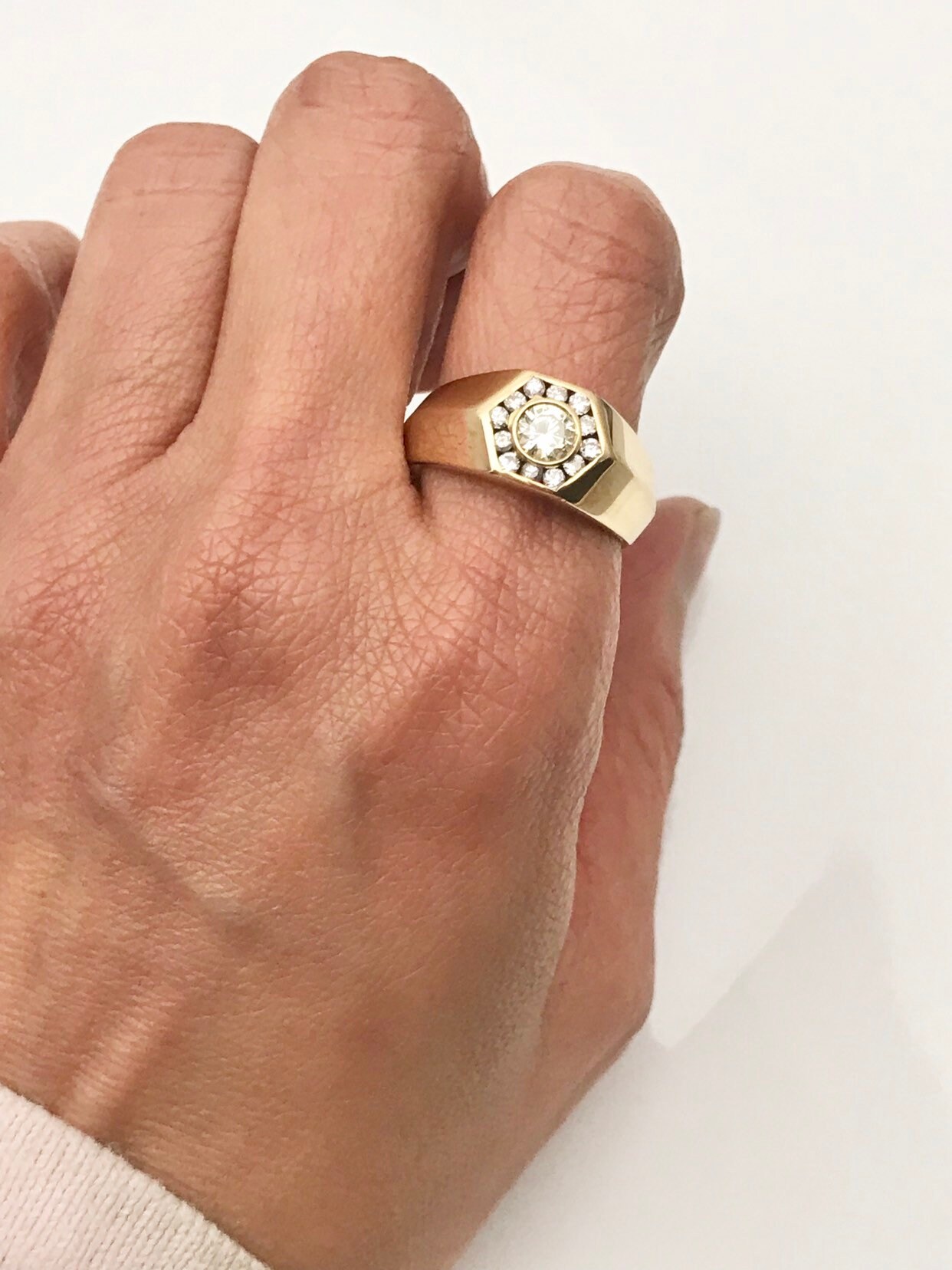 14k Yellow Gold Men's Diamond Engagement Ring Men's | Etsy