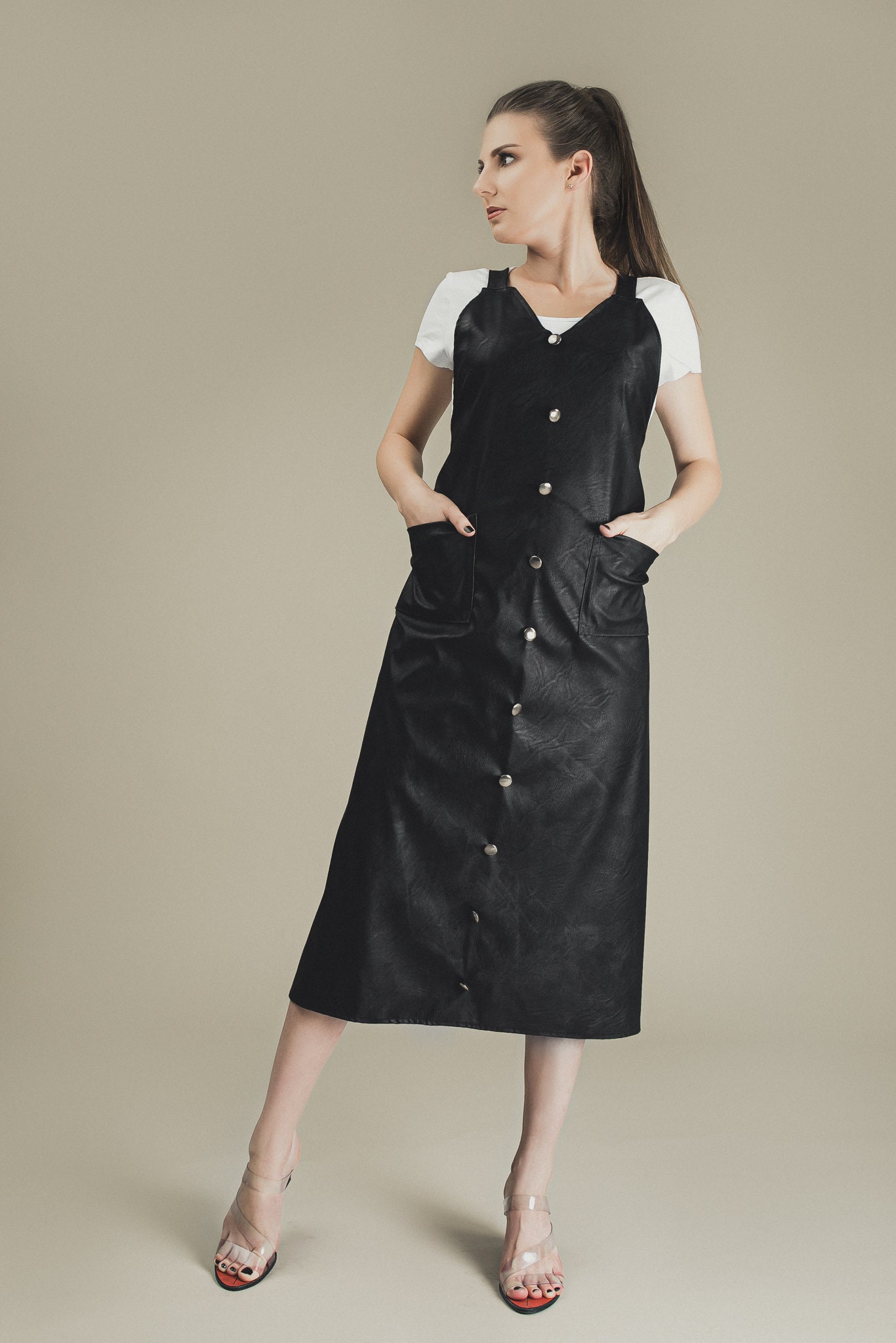 Leather Apron Long Black Leather Apron Hairdresser Waterproof | Etsy