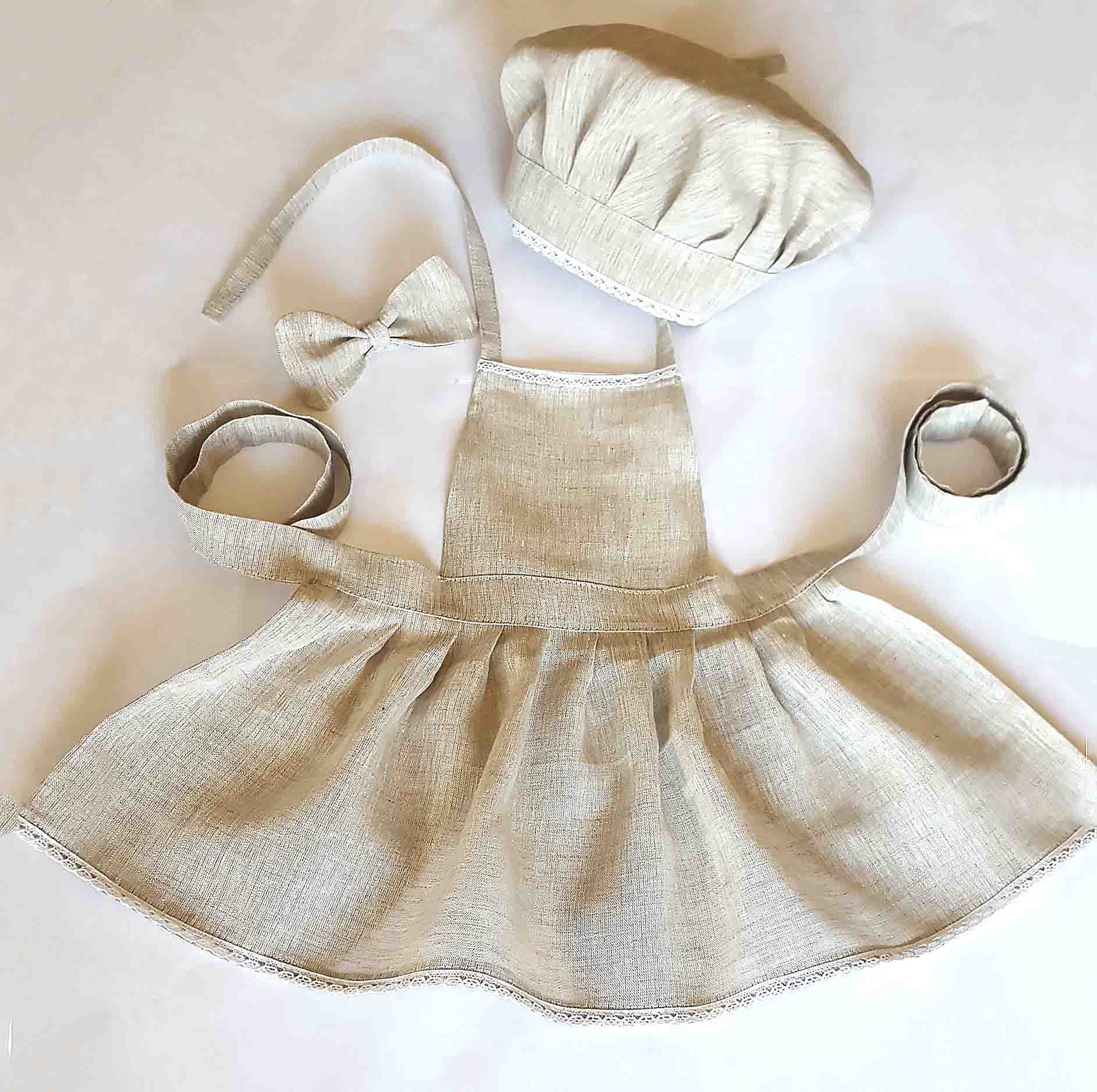 Linen Kid Apron Custom Baby Girl Apron With Initials | Etsy