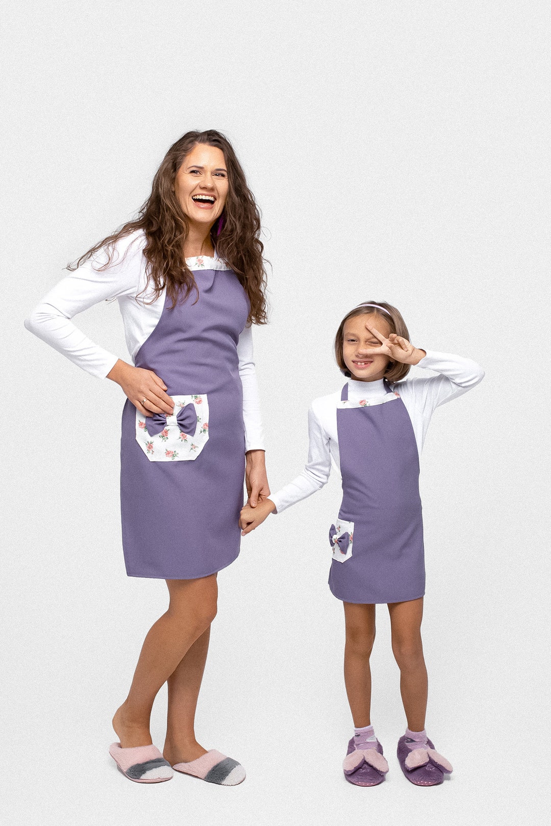 Matching Mommy and Me Aprons, Purple Aprons Set for Mom and Daughter ...